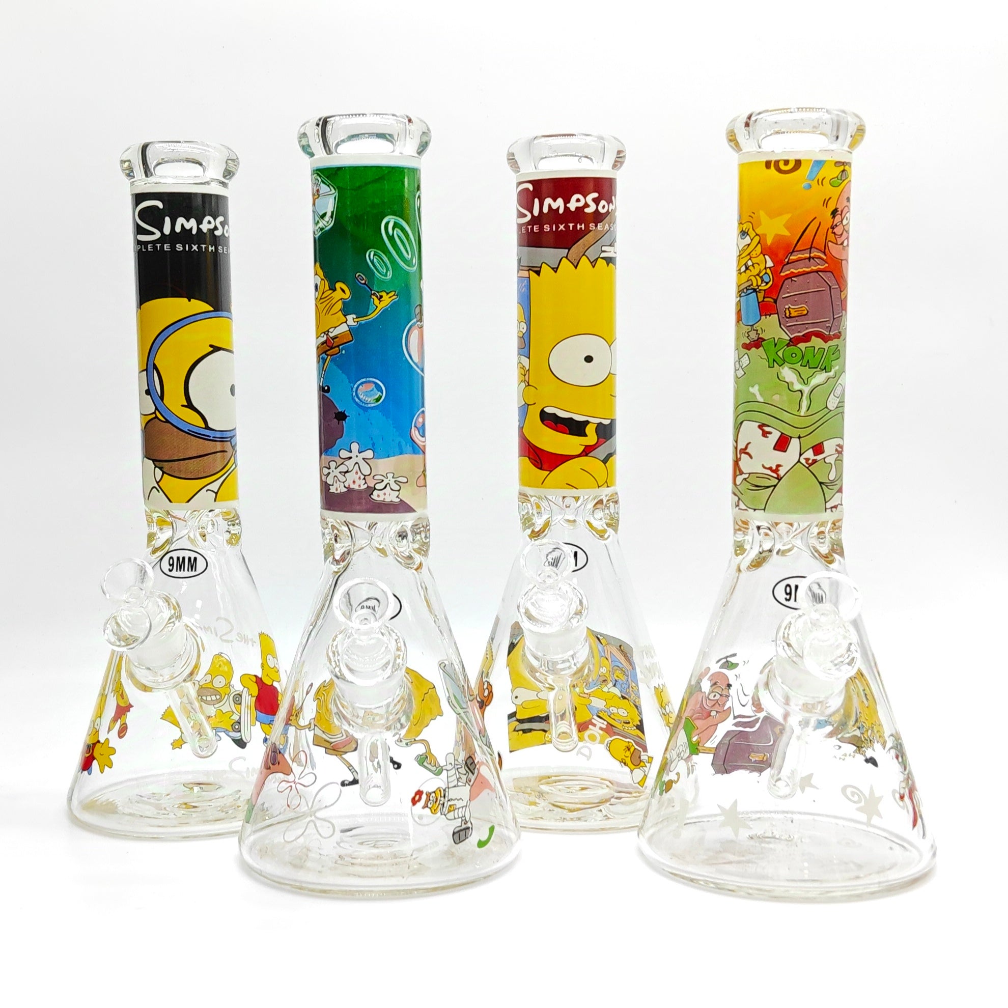 14" 9mm Family Cartoon Beaker Glass Bong – INHALCO