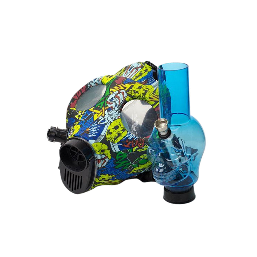 Full Face Graphic Silicone Gas Mask With Acrylic Bong – INHALCO