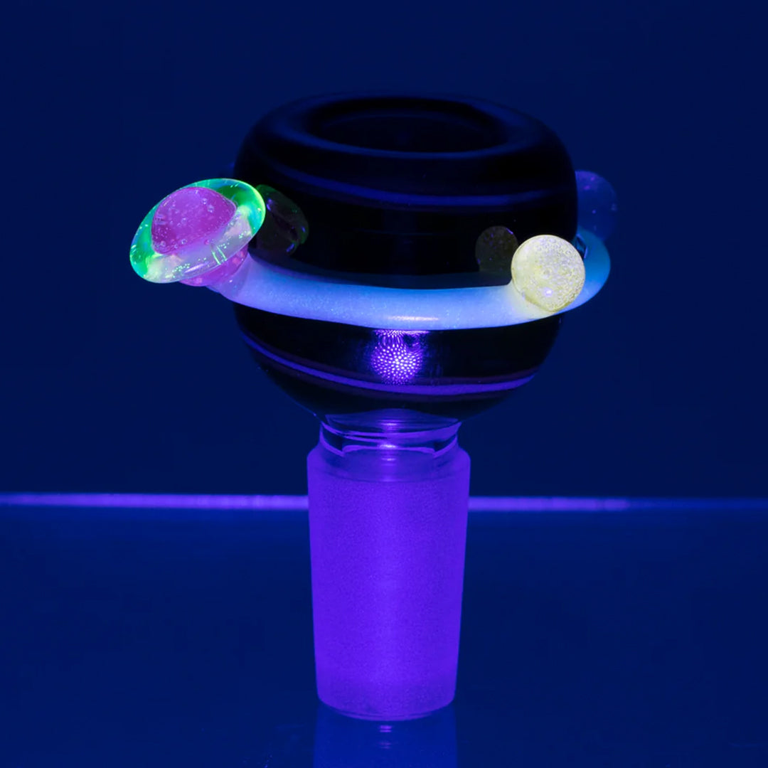 Galactic Herb Bowl 14mm – Handcrafted UV Reactive Glass Bowl – INHALCO