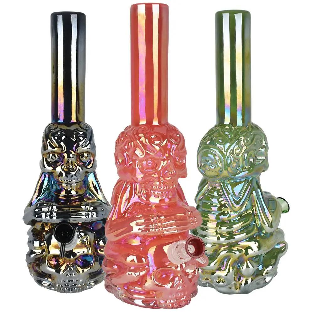 Iridescent Crouching Skeleton Soft Glass Water Pipe – INHALCO