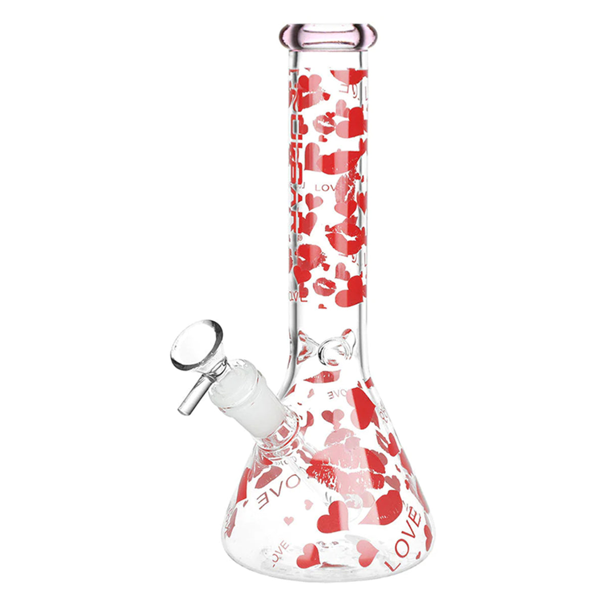 Love Heart & Kiss Pattern Glass Beaker Bongs | INHALCO