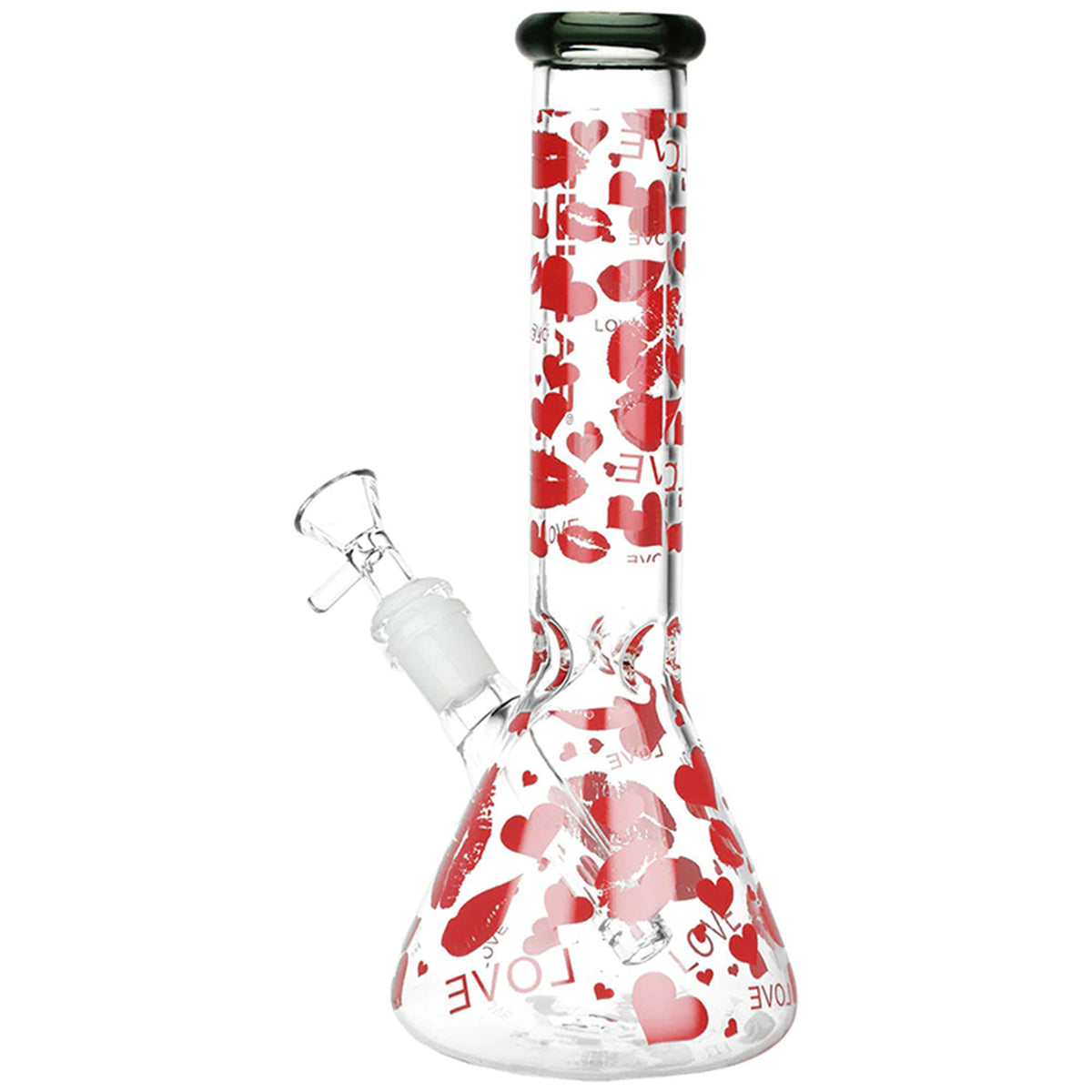 Love Heart & Kiss Pattern Glass Beaker Bongs | INHALCO