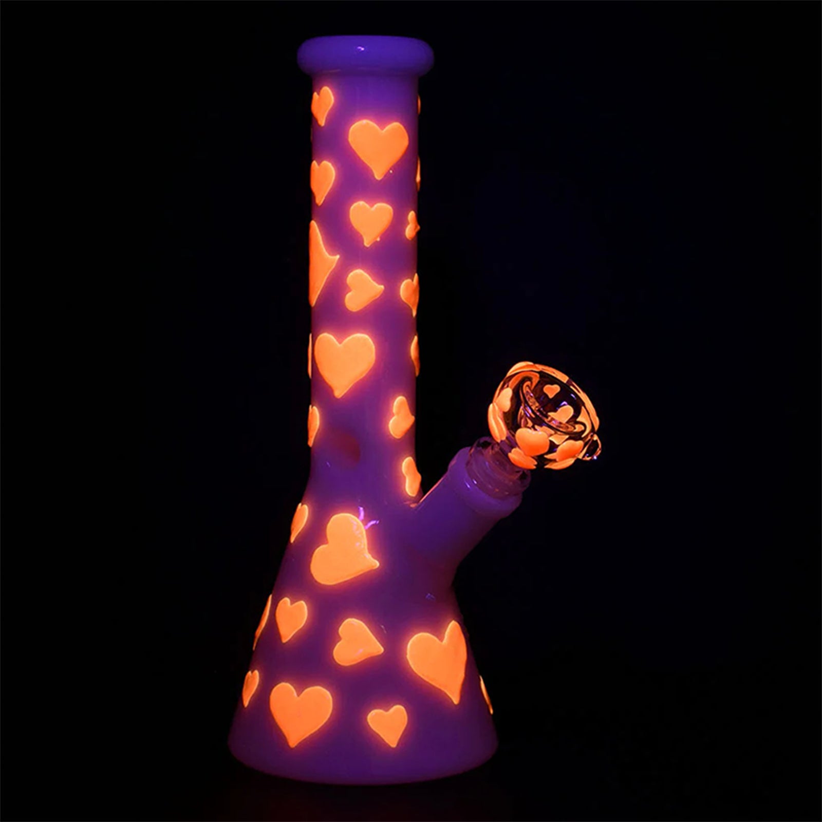 Valentine's Day Glow In The Dark Red Heart Pattern Beaker Bong – INHALCO