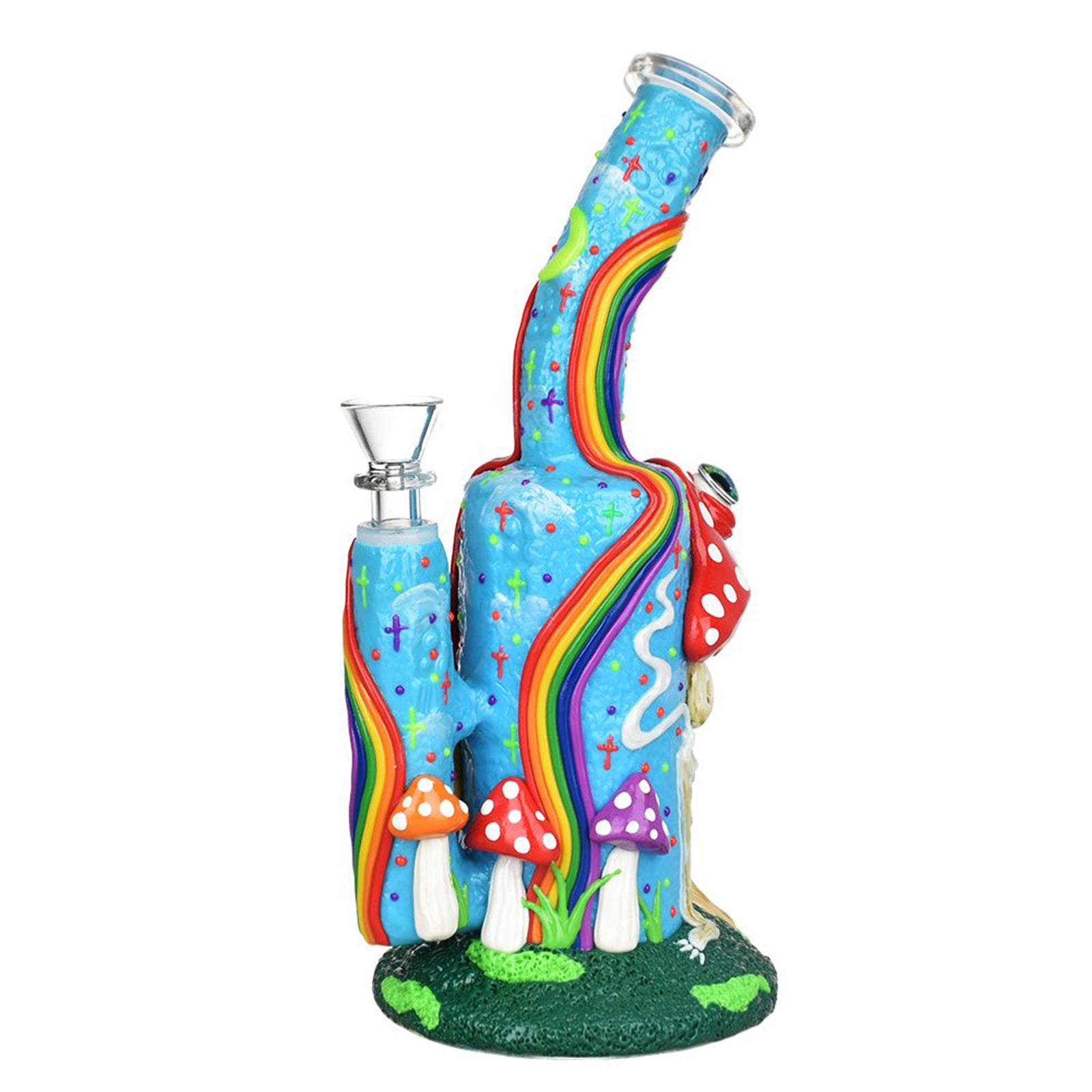 Wide-Eyed Shroom & Smoking Skeleton Glow-in-the-Dark Bong – INHALCO