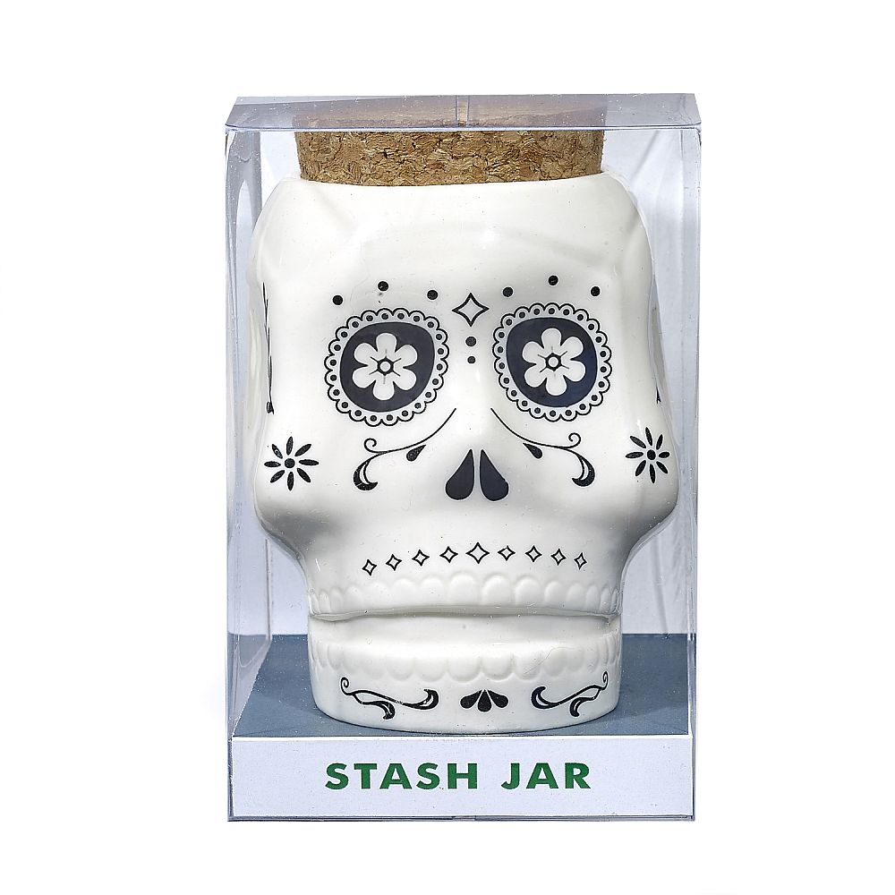 Skull Stash Jar White – INHALCO