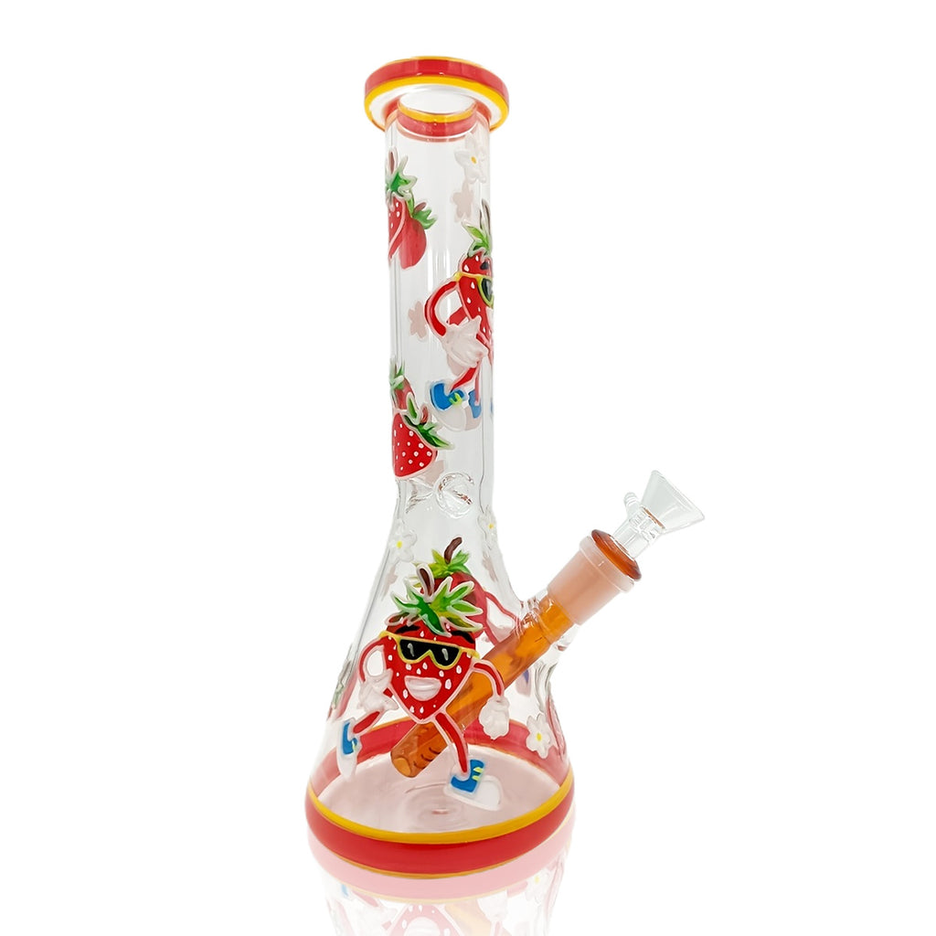 Handpainted Strawberry Bong Glow in The Dark – INHALCO