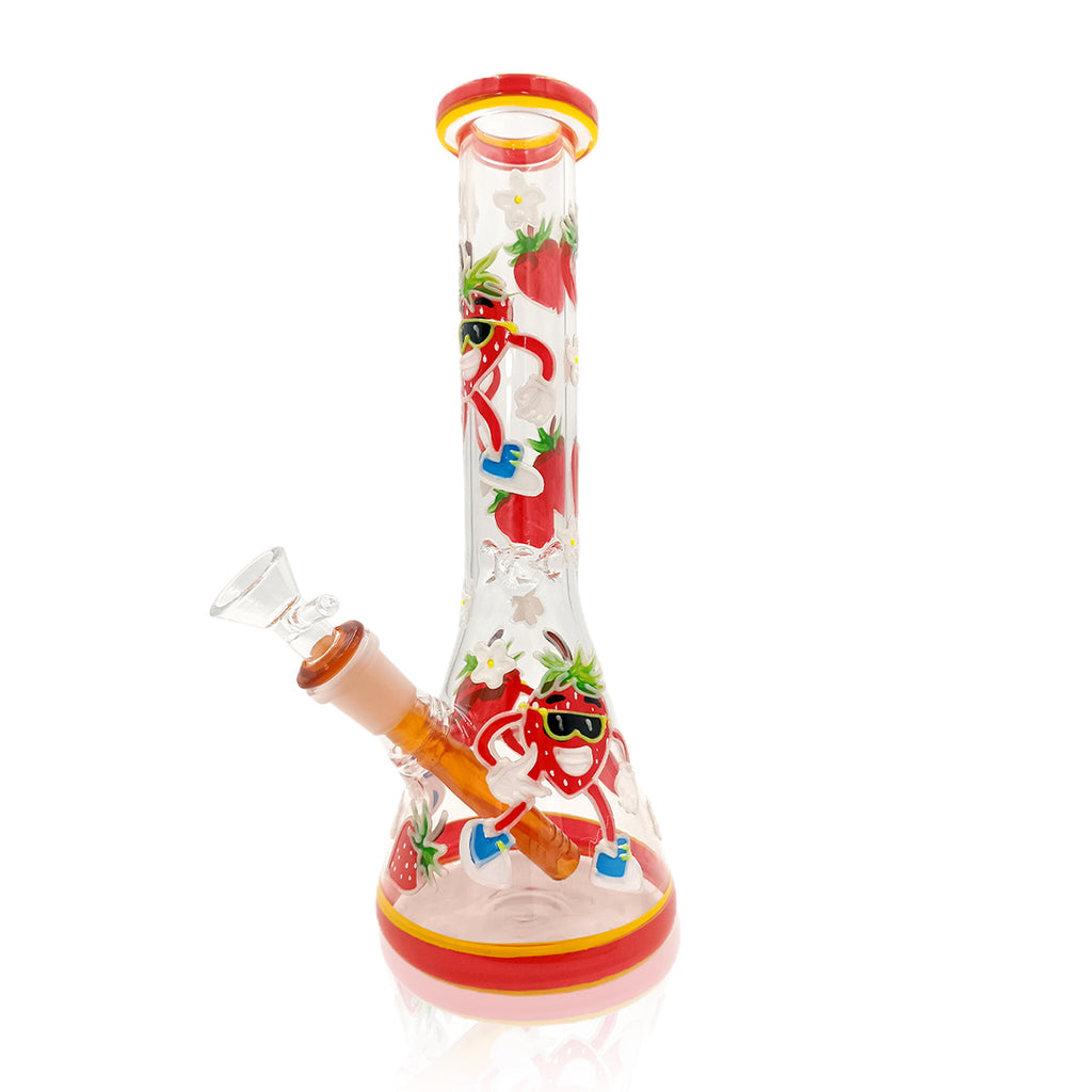 Handpainted Strawberry Bong Glow in The Dark – INHALCO