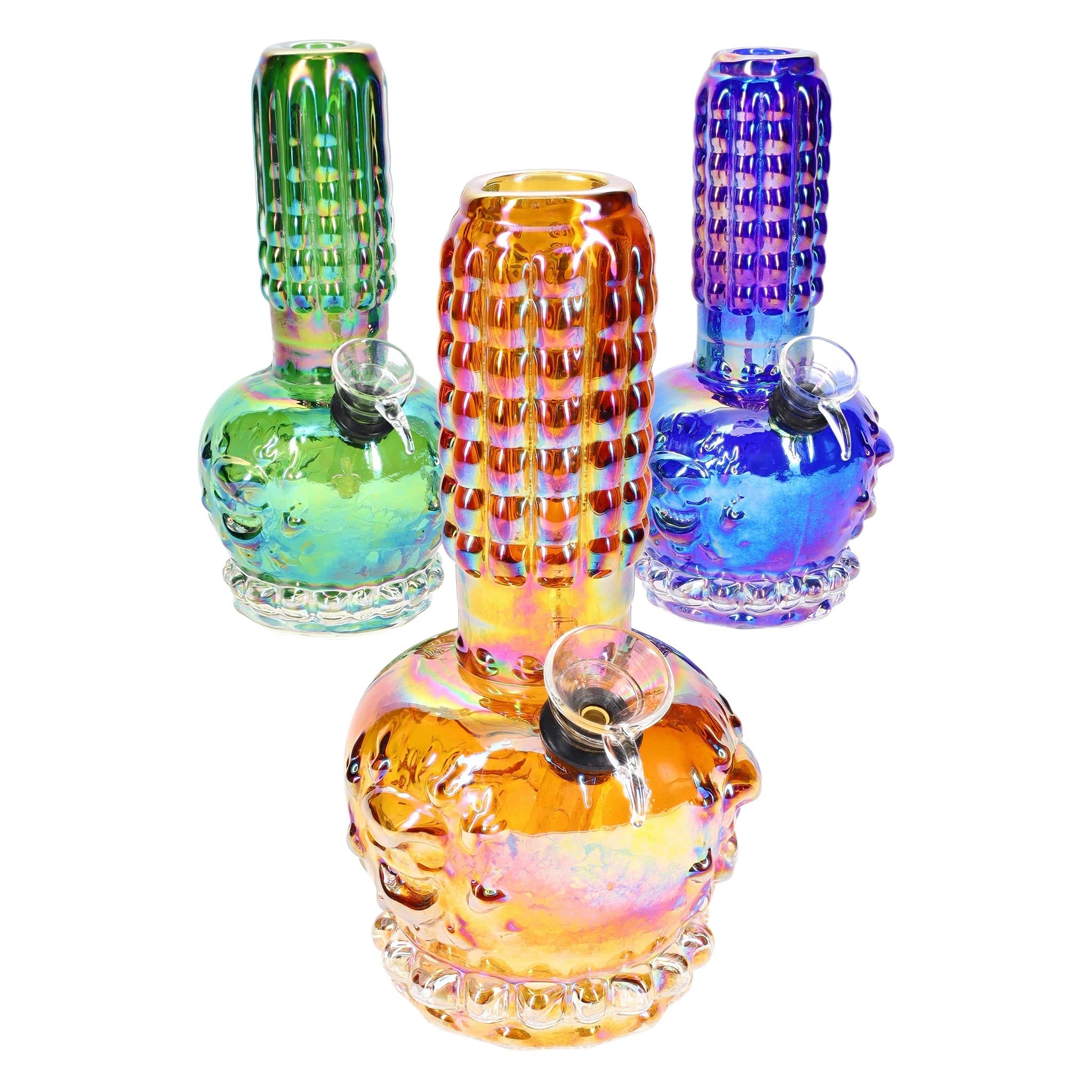 7″ Metallic Skull Bong with Ribbed Grip – INHALCO