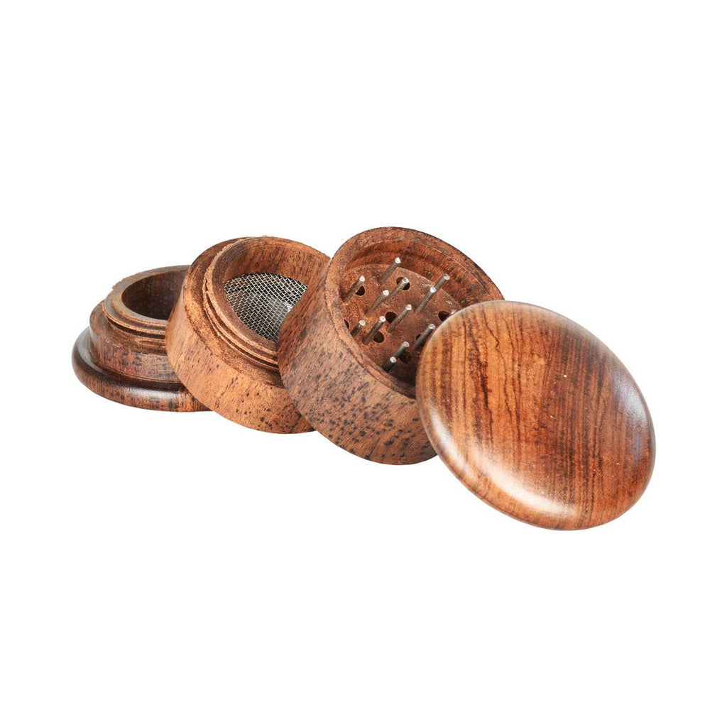Round Rosewood 4Pc Grinder w/ Screen – INHALCO