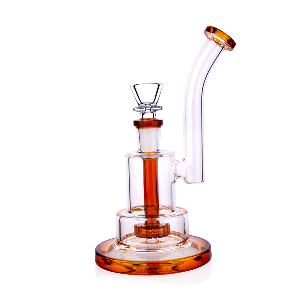 Stacked Chamber Water Bong – Bent Neck Glass Bong with Perc – INHALCO