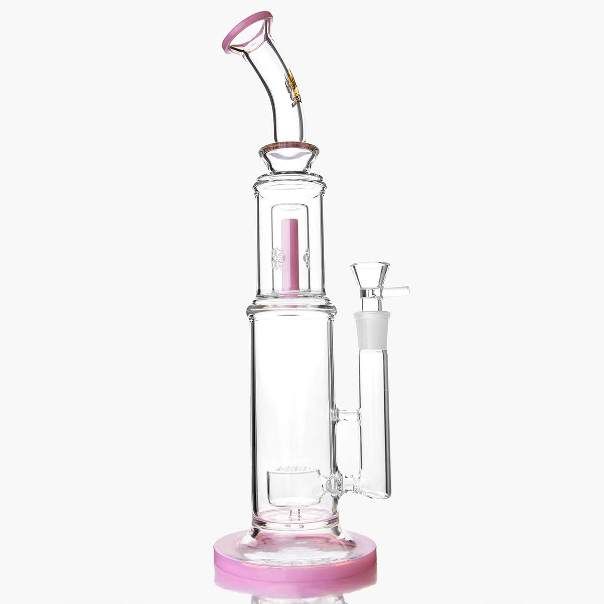 Bent Neck Double Perc Stemless Glass Bong | INHALCO