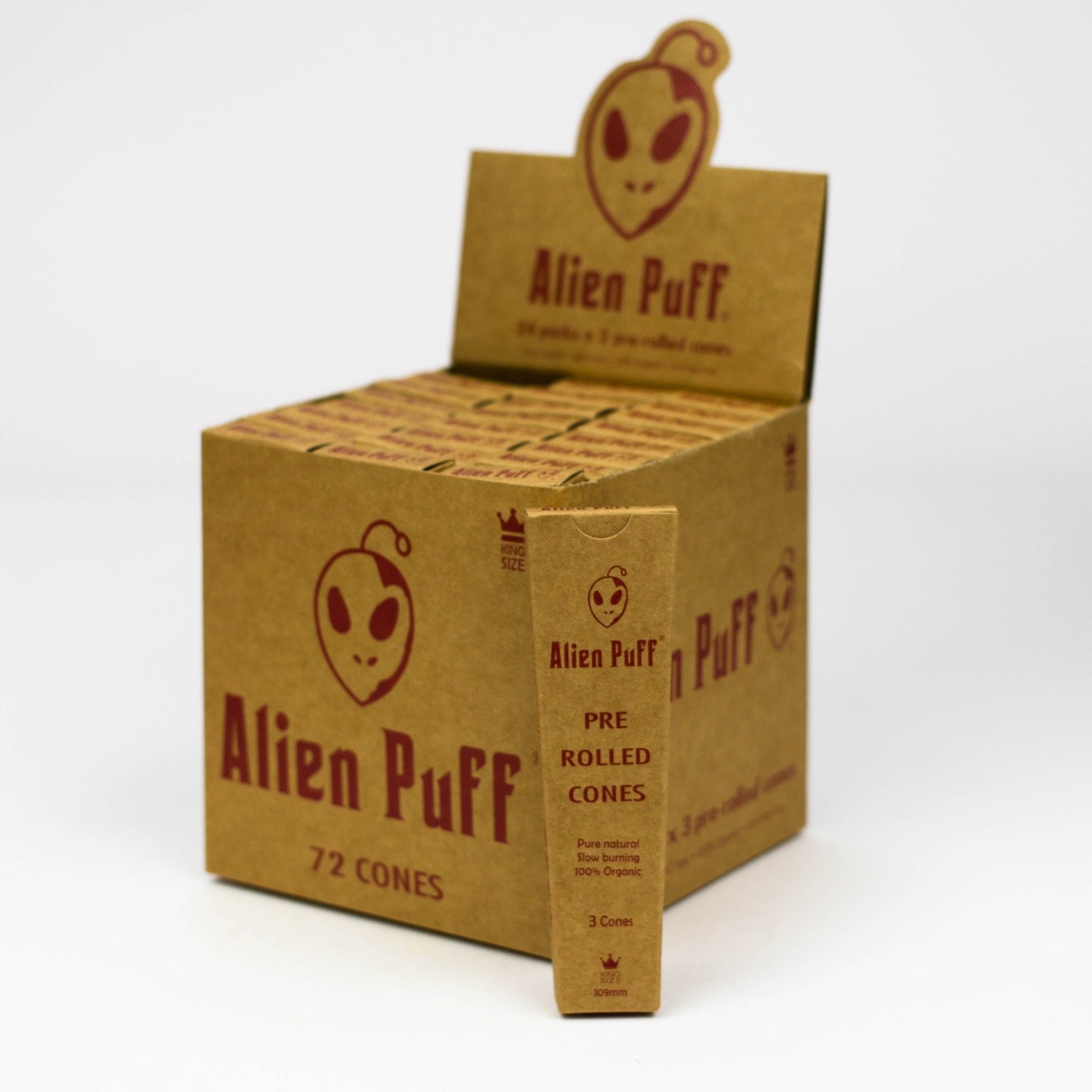 Alien Puff King Size Natural Organic Gum Pre-Rolled Cones – INHALCO
