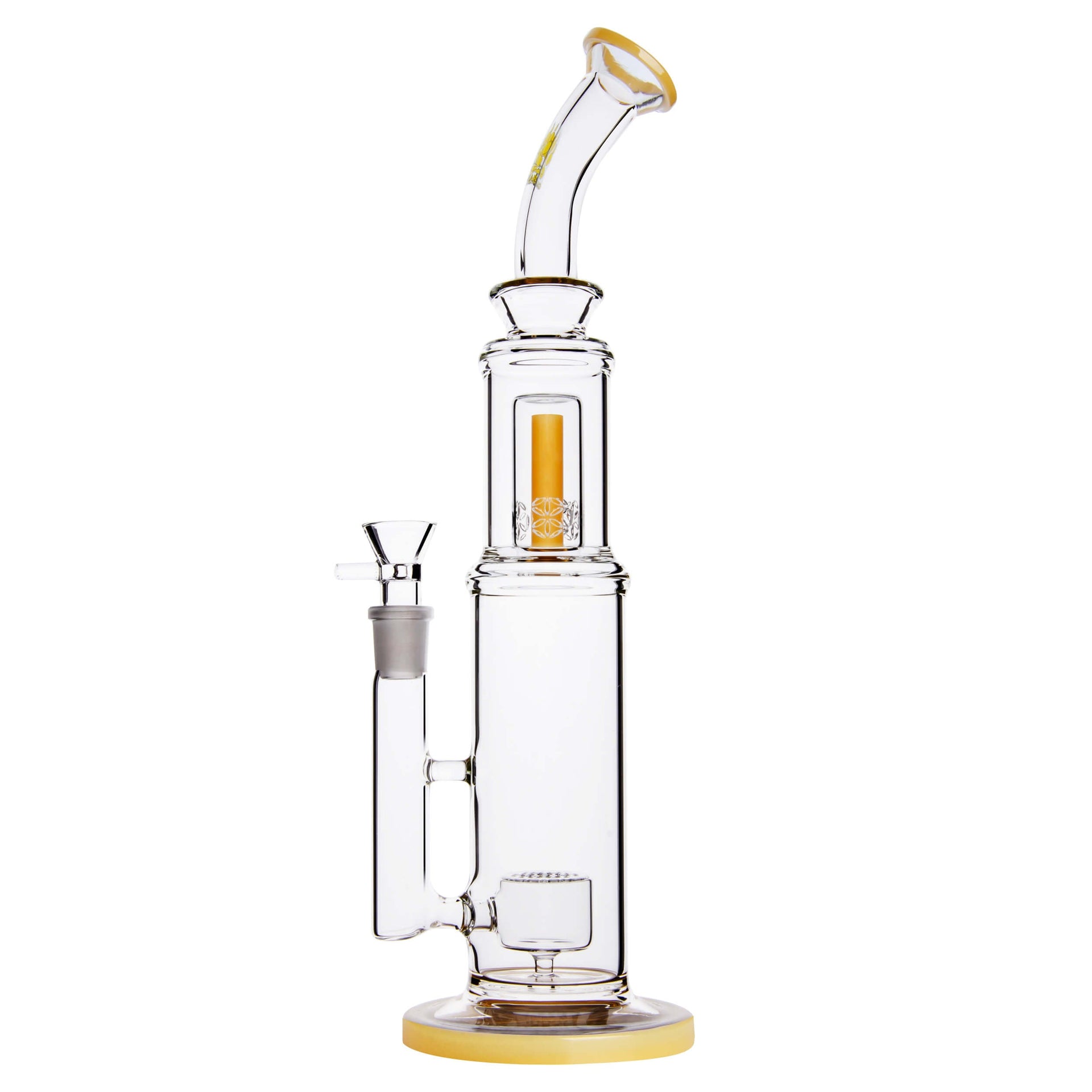 Bent Neck Double Perc Stemless Glass Bong | INHALCO