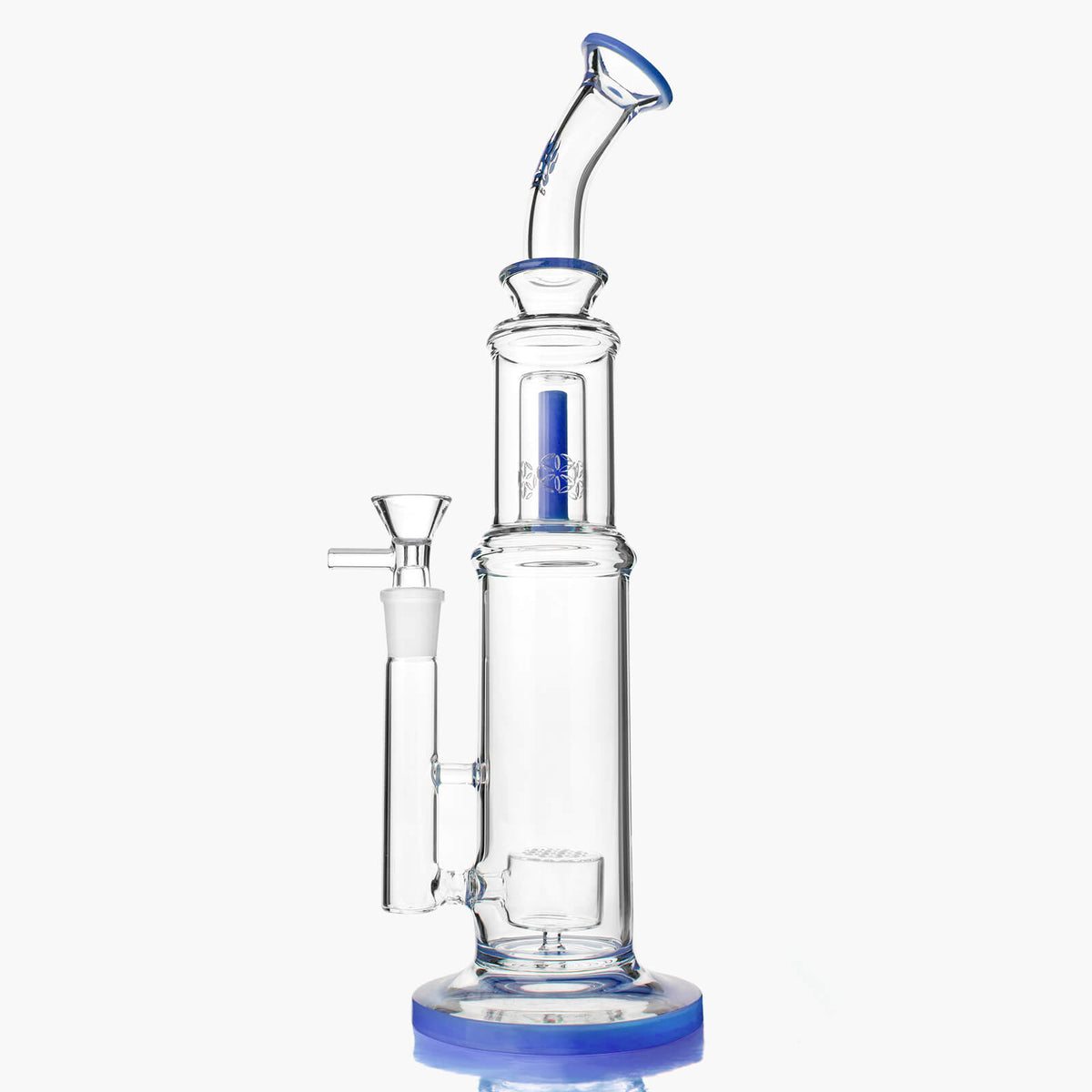 Bent Neck Double Perc Stemless Glass Bong | INHALCO