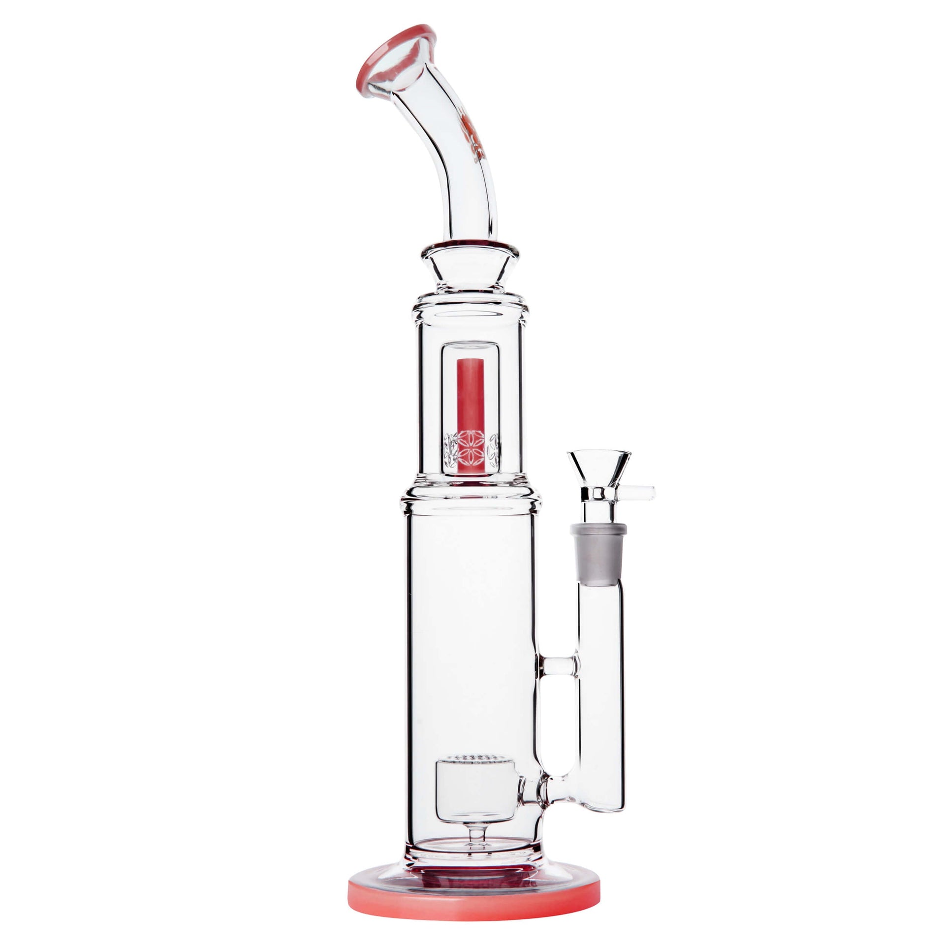 Bent Neck Double Perc Stemless Glass Bong | INHALCO