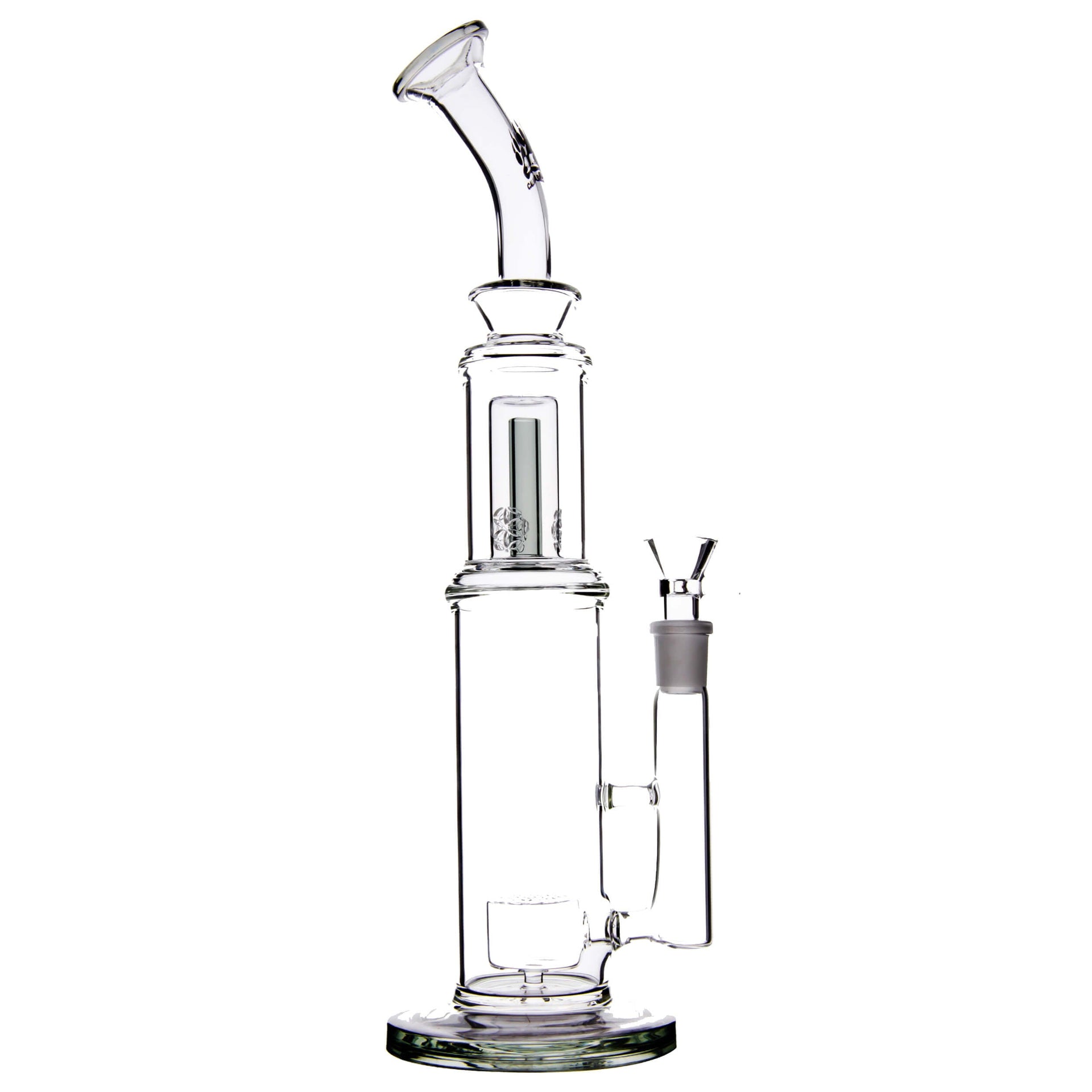 Bent Neck Double Perc Stemless Glass Bong | INHALCO