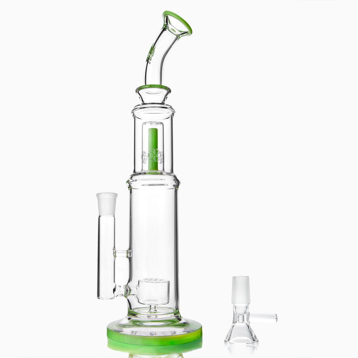 Bent Neck Double Perc Stemless Glass Bong | INHALCO