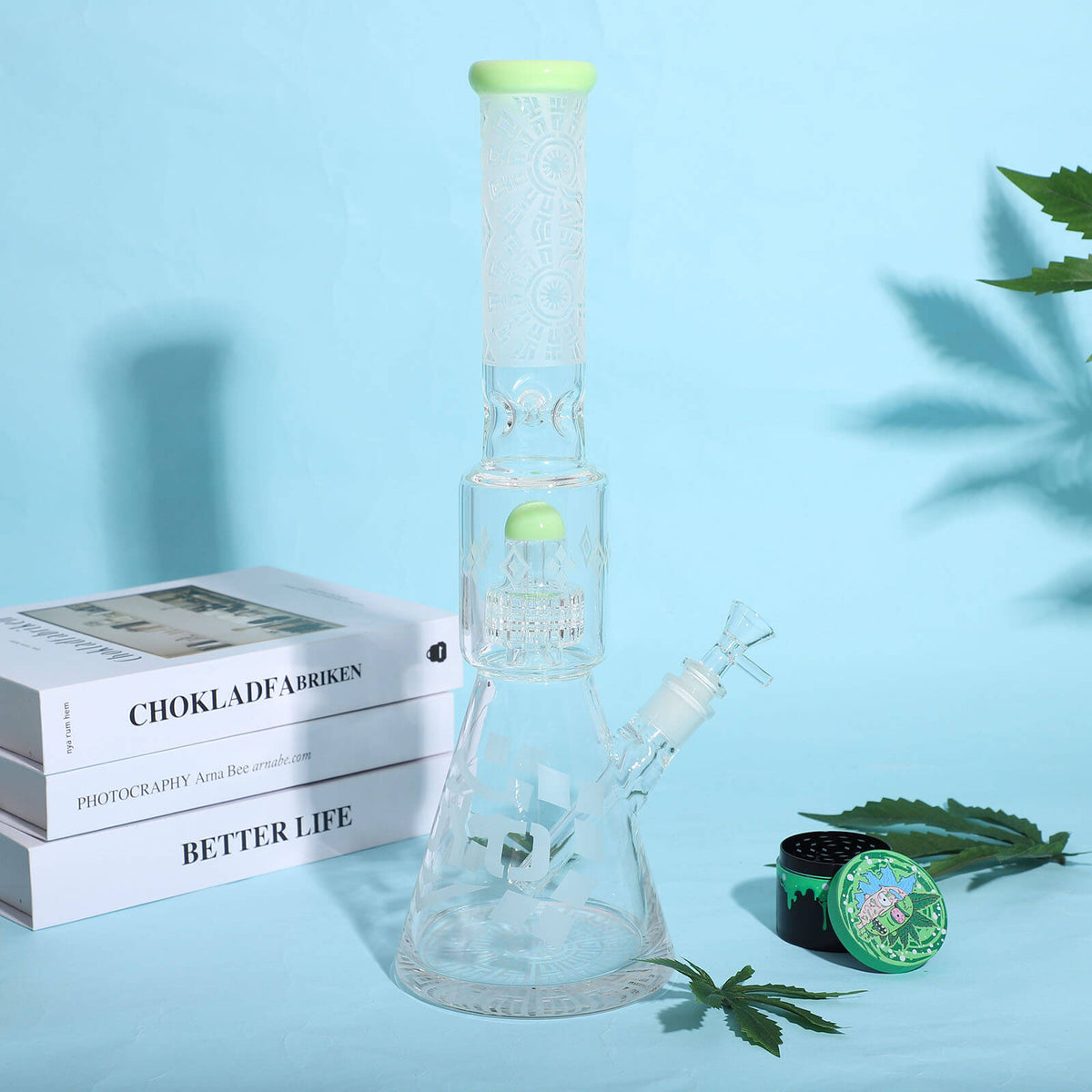 Frosted Sacred Geometry Beaker Bong Matrix Perc | INHALCO