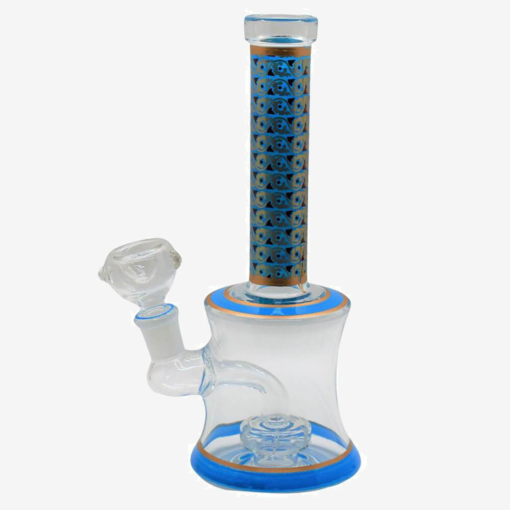 8" Full Pattern Blue Glass Bong | INHALCO