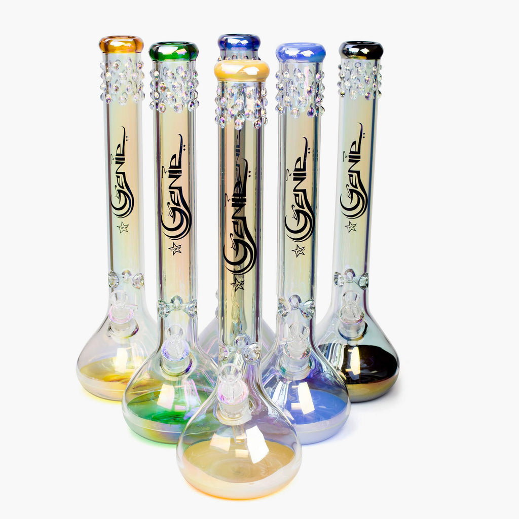 19" Genie Metallic Glass Bong Round Base – INHALCO