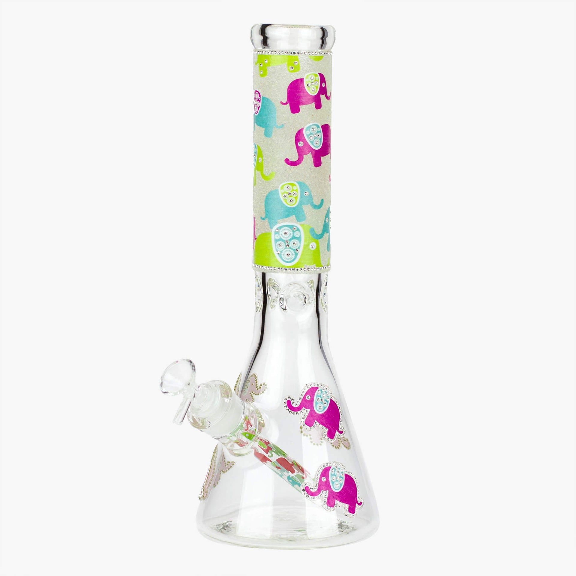 14" Graphic w/ Cubic Zirconia Decor Glass Beaker Bong 7mm – INHALCO