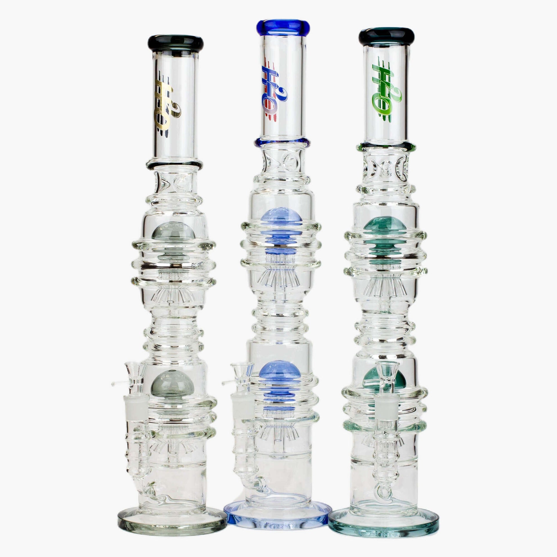 21" H2O Dual Percolator Glass Water Bong – INHALCO
