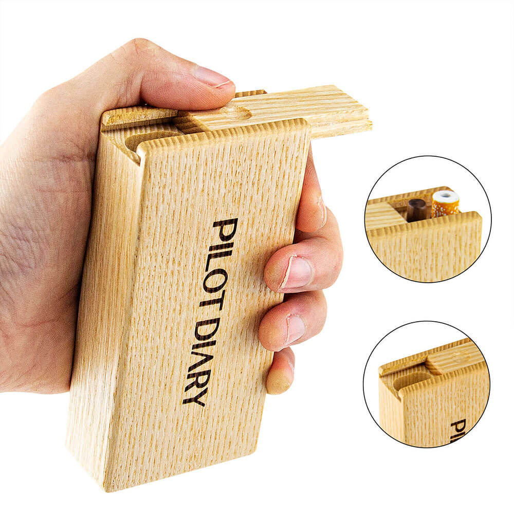 Slide Top Wood Dugout With Cleaning Tool | INHALCO