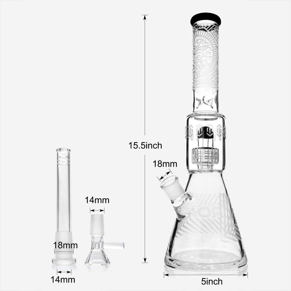 Frosted Sacred Geometry Beaker Bong Matrix Perc | INHALCO