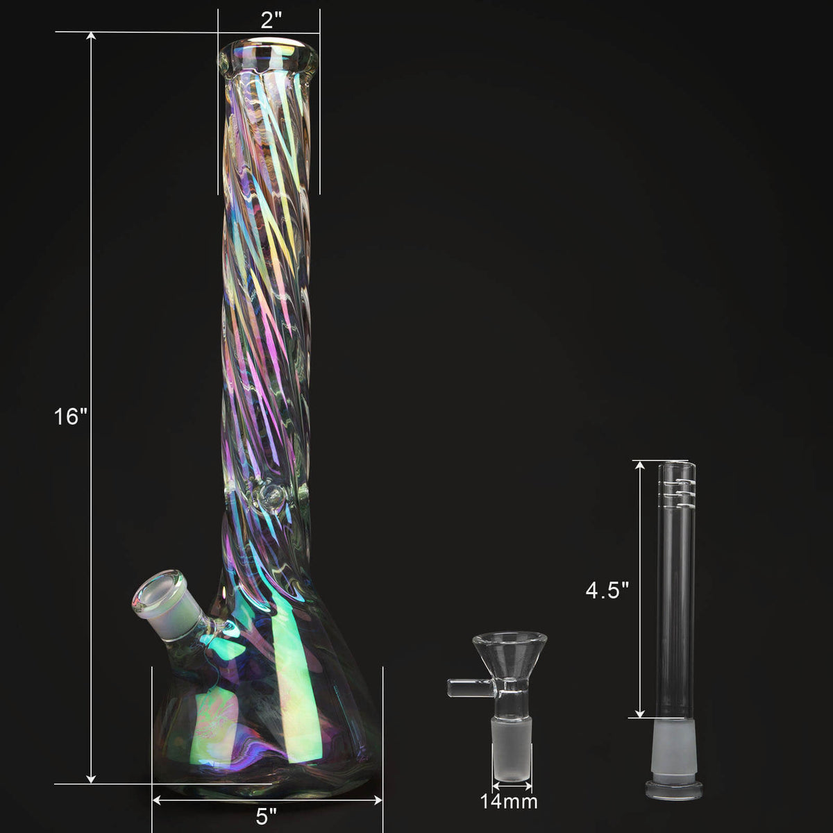 Spiral Bong, 9mm Thick Glass Beaker Bong | INHALCO
